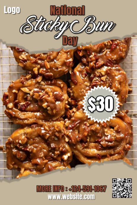 Illustrative National Sticky Bun Day Poster Template | PosterMyWall