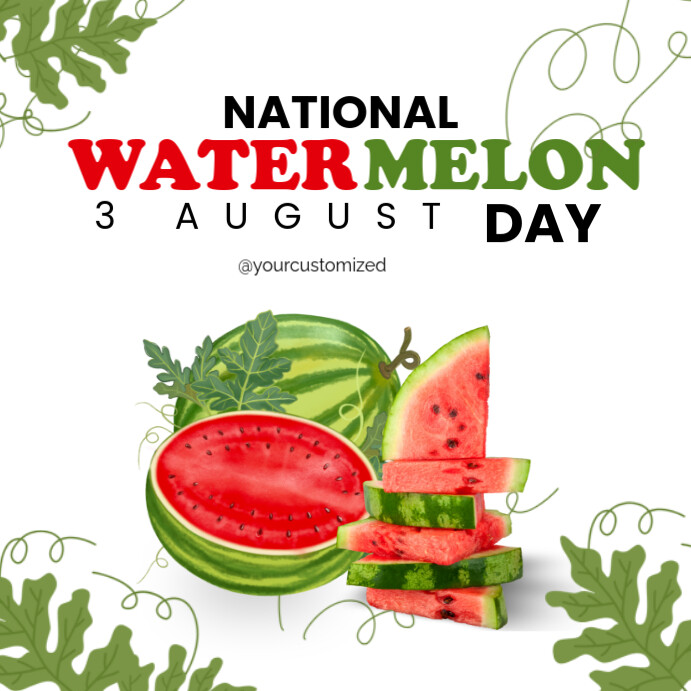 Illustrative National Watermelon Day Instagram Post Template | PosterMyWall