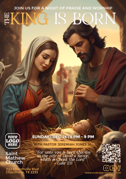 Illustrative Nativity Scene Flyer A4 Template | PosterMyWall