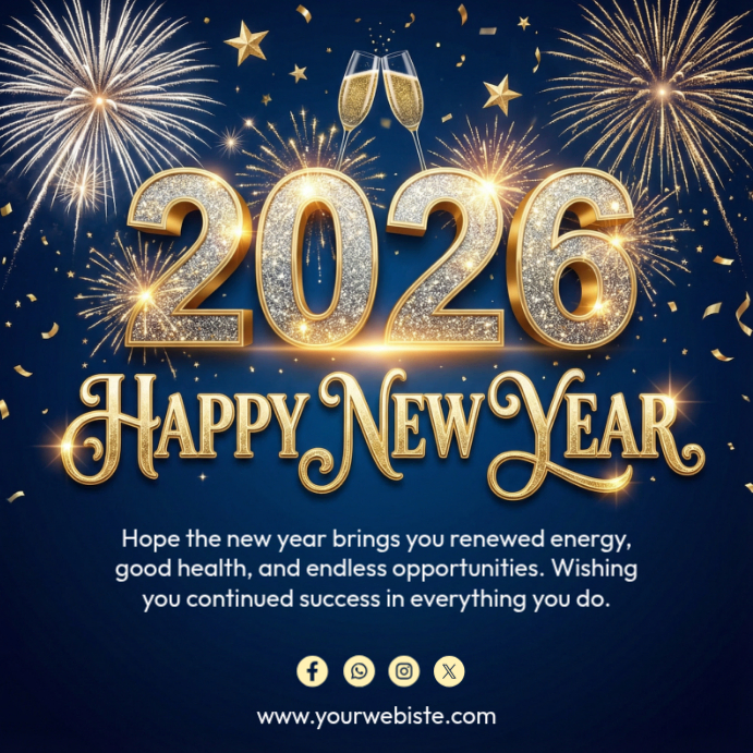Illustrative New Year Greetings Instagram Post Template | PosterMyWall