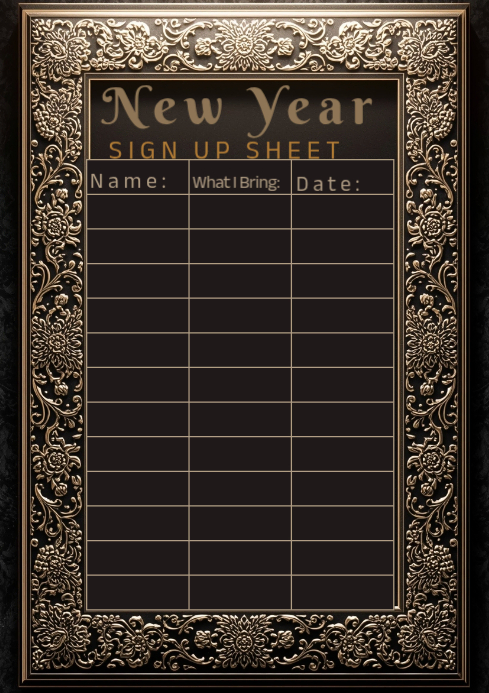 Plantilla de Illustrative New Year Party Sign Up Sheet Flyer A3 ...