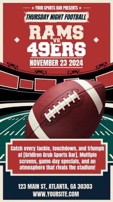 Copy of Illustrative Nfl Football Flyer.rams Vs 48ers. Thursday Night ...