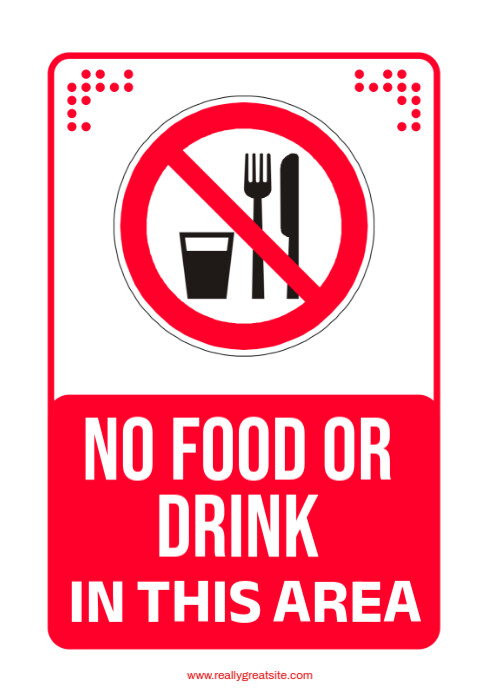 Illustrative No Food Or Drink In This Area A4 Template | PosterMyWall