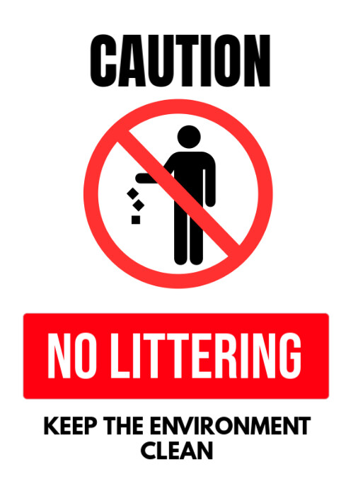 Illustrative No Littering A4 Templat | PosterMyWall