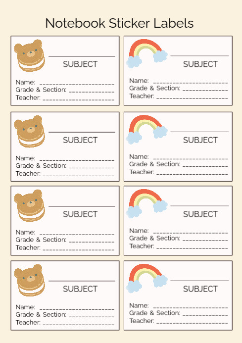 Illustrative Notebook Sticker Labels A4 Template | PosterMyWall
