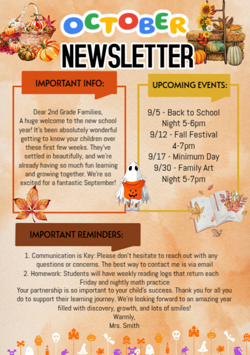 Copy of Illustrative October Classroom Newsletter A4 | PosterMyWall