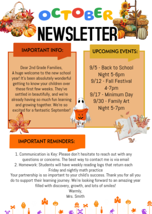 Copy of Illustrative October Classroom Newsletter A6 | PosterMyWall