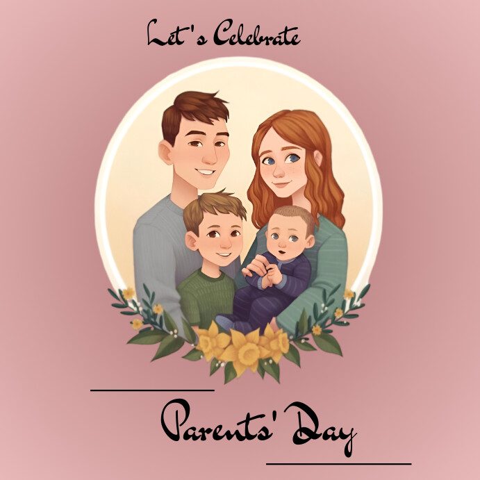 Illustrative Parents' Day Instagram Post Template | PosterMyWall