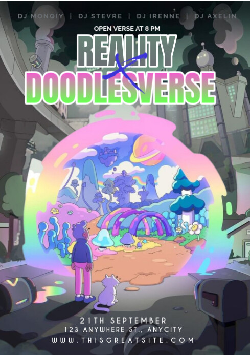 Illustrative Party Doodlesverse Vs Reality A4 Template | PosterMyWall