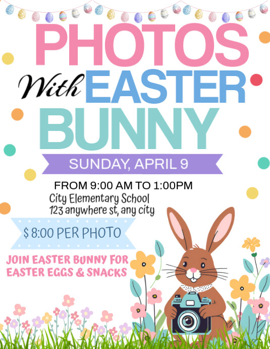 Illustrative Photo With Easter Bunny Flyer (us Letter) Template ...