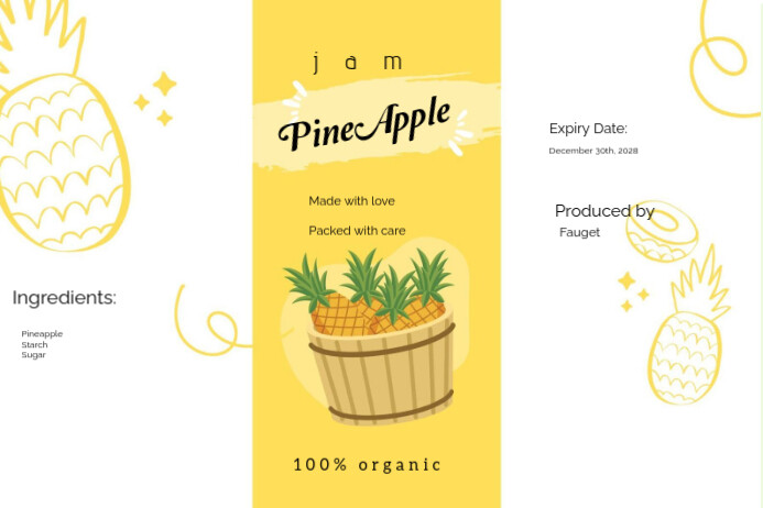 Illustrative Pineapple Jam Label Template | PosterMyWall