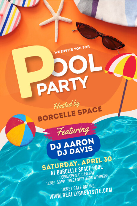Plantilla de Illustrative Pool Party Poster | PosterMyWall