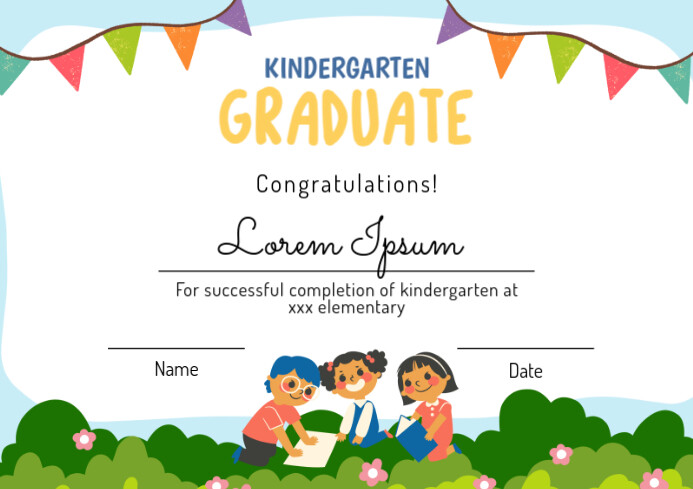 Illustrative Preschool Graduate Certificate Template A4 | PosterMyWall