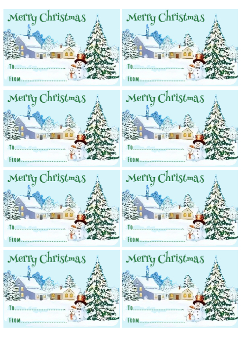 Illustrative Printable Snow Christmas Gift Labels A4 Template ...