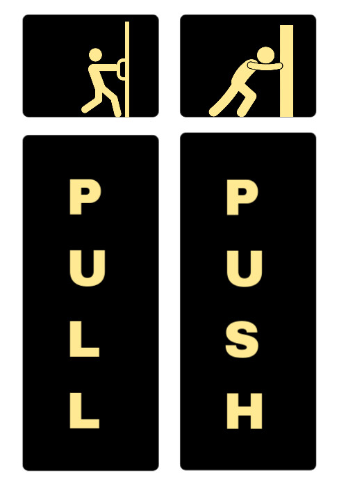 Copy of Illustrative Push / Pull Sign With A Silhouette Image A5 ...