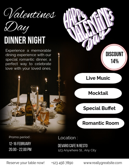 Plantilla de Illustrative Red White Elegant Date Night Flyer (us Letter ...