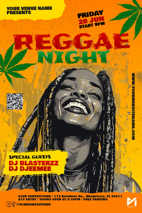 Copy of Illustrative Reggae Party Poster Template | PosterMyWall