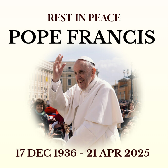Plantilla de Illustrative Rest In Peace Pope Francis Catholic Church ...