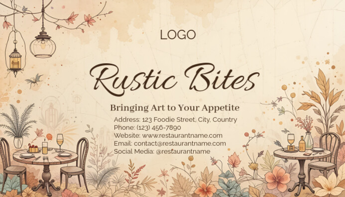 Illustrative Restaurant Business Card Design Template | PosterMyWall
