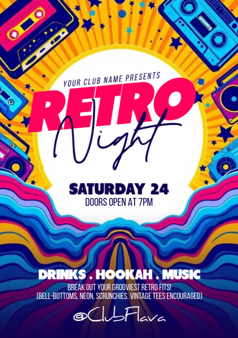 Copy of Illustrative Retro Night A5 | PosterMyWall