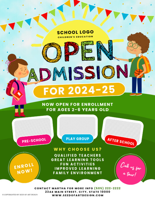 Illustrative School Open Admission Insert Photo Flyer | PosterMyWall