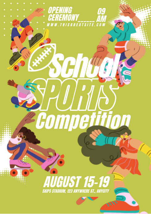 Illustrative School Sports Competition A4 Template | PosterMyWall