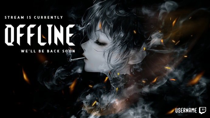 Illustrative Smoking Anime Twitch Overlay Template | PosterMyWall