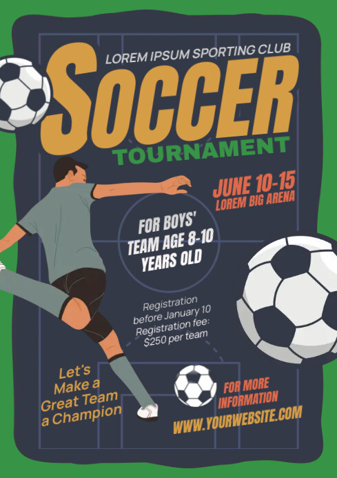 Modello Illustrative Soccer Tournament Flyer a4 | PosterMyWall