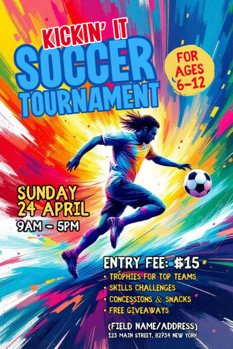 Illustrative Soccer Tournament Poster Template | PosterMyWall