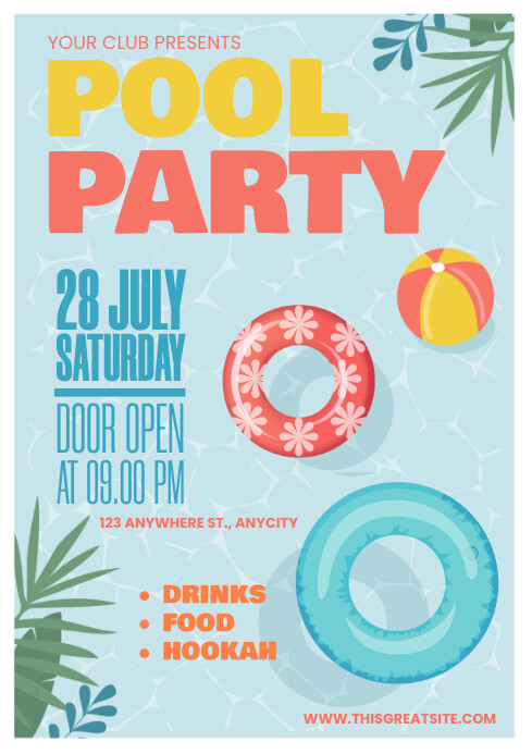 Illustrative Special Pool Party A4 Template | PosterMyWall
