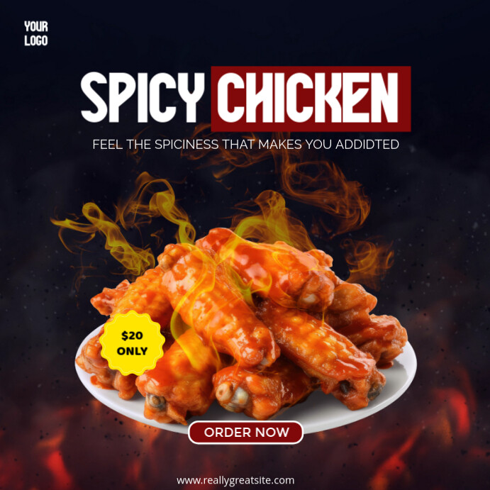 Copy of Illustrative Spicy Chicken Food Flyer Instagram Post | PosterMyWall