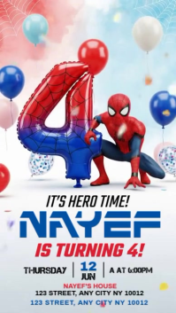 Illustrative Spiderman Birthday Invitation Instagram Story Template ...