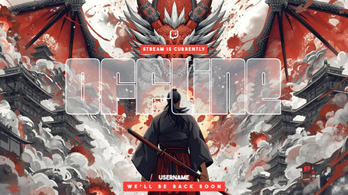 Plantilla de Illustrative Splash Red Dragon Twitch Overlay | PosterMyWall