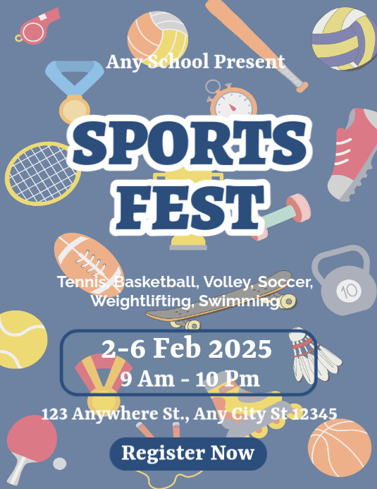 Illustrative Sports Fest Pamflet Template | PosterMyWall