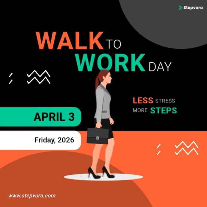 Illustrative Square Video Walk to Work Day Template | PosterMyWall