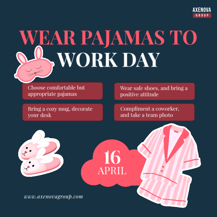 Illustrative Square Wear Pajamas To Work Template | PosterMyWall