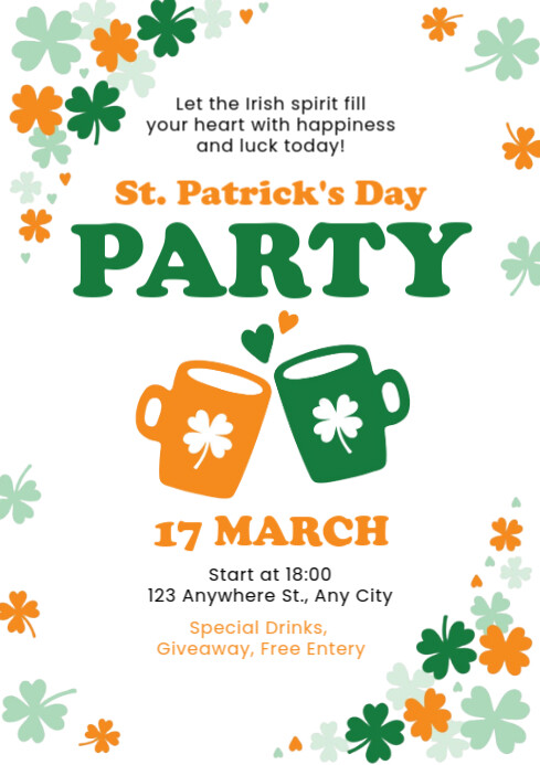 Illustrative St. Patrick's Day Party A4 Template | PosterMyWall