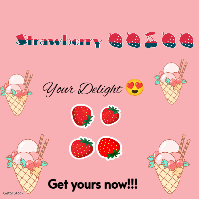 Illustrative Strawberry 🍓 Instagram Post Template | PosterMyWall