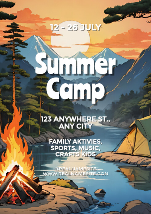Illustrative Summer Camp A4 Template | PosterMyWall