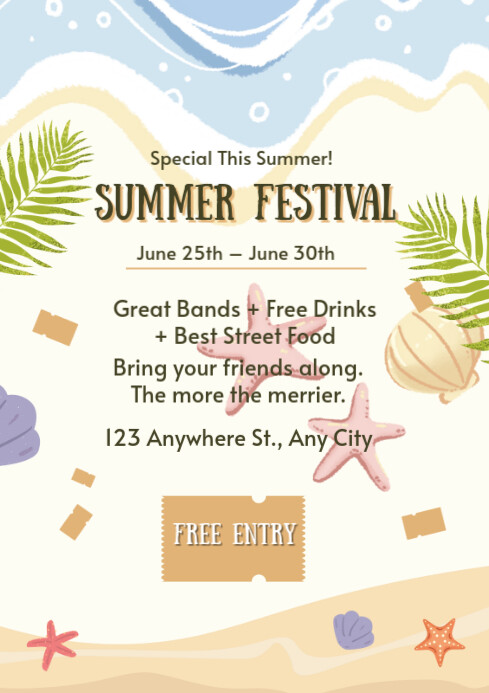 Illustrative Summer Festival A4 Template | PosterMyWall