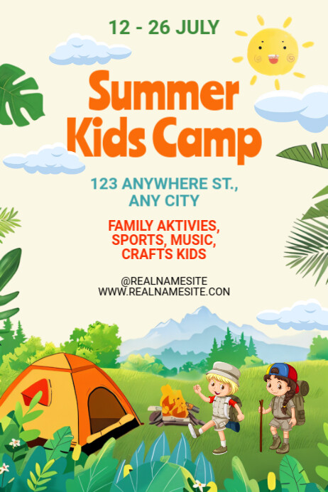 Illustrative Summer Kids Camp Poster templaat | PosterMyWall