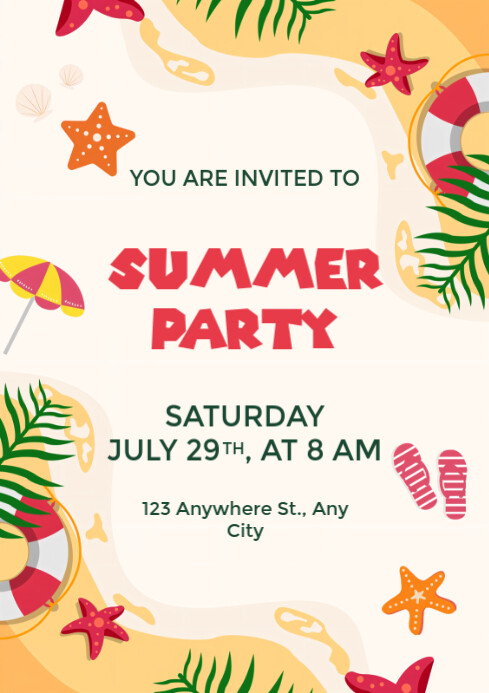 Illustrative Summer Party A4 Template | PosterMyWall