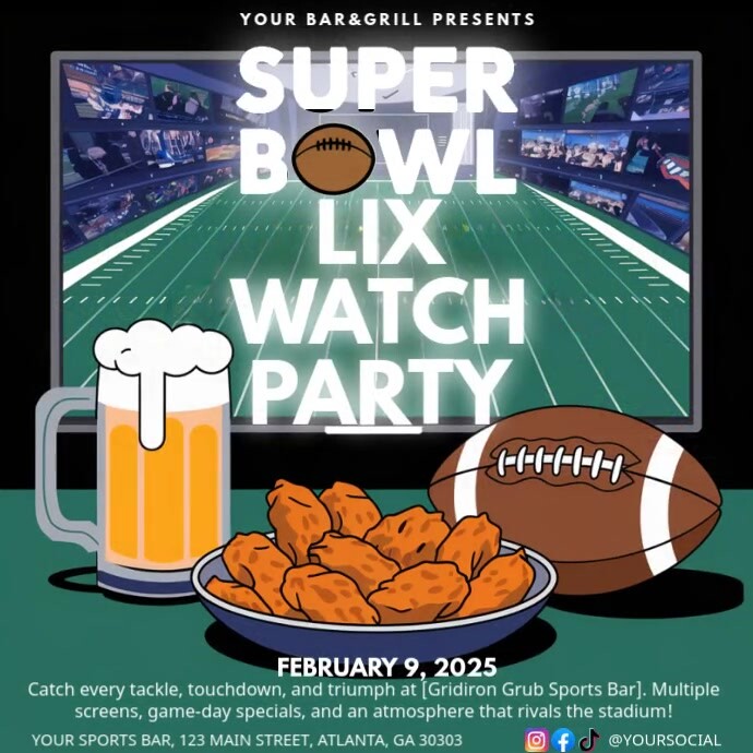 Illustrative Super Bowl Lix Football Sports Bar. Nfl Championship ...