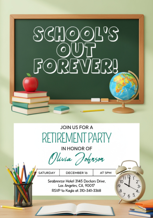 Illustrative Teacher Retirement Invitation A4 Template | PosterMyWall
