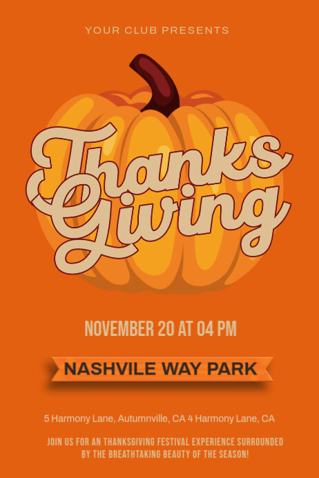 Illustrative Thanks Giving Poster Template | PosterMyWall
