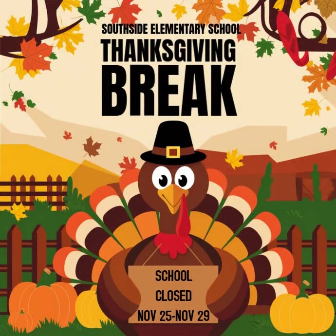 Copy of Illustrative Thanksgiving Break Flyer, School Flyer, Thanks ...