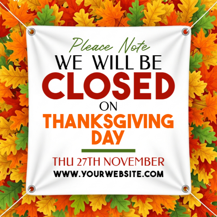 Illustrative Thanksgiving Closure Instagram Post Template | PosterMyWall