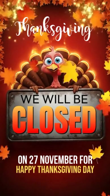Illustrative Thanksgiving Day Closing Instagram Story Template ...