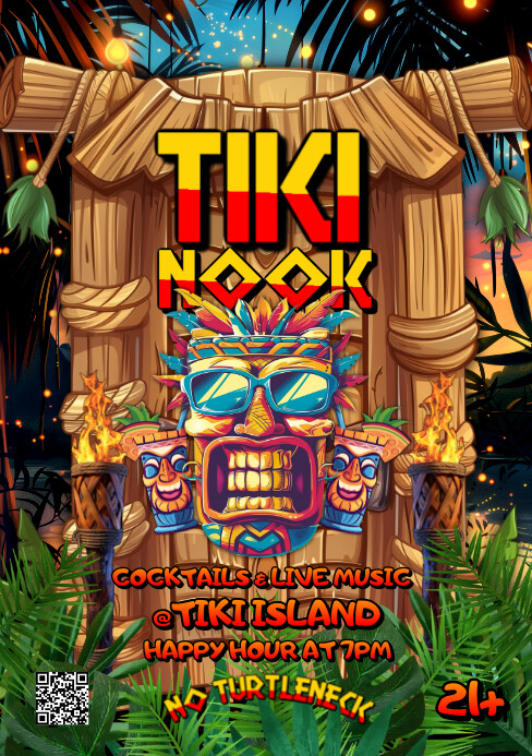 Plantilla de Illustrative Tiki Bar A5 | PosterMyWall