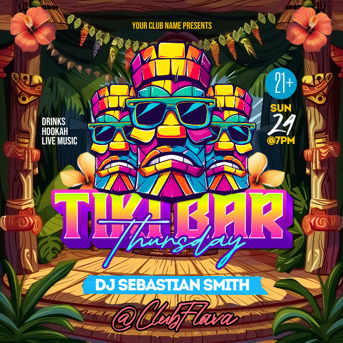 Illustrative Tiki Instagram Post Template | PosterMyWall